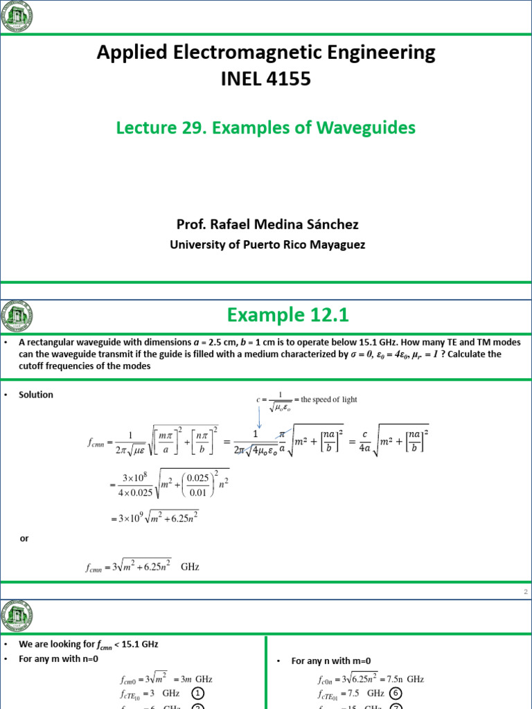 Examples Of Rectangular Waveguides Pdf Waveguide Physical Phenomena