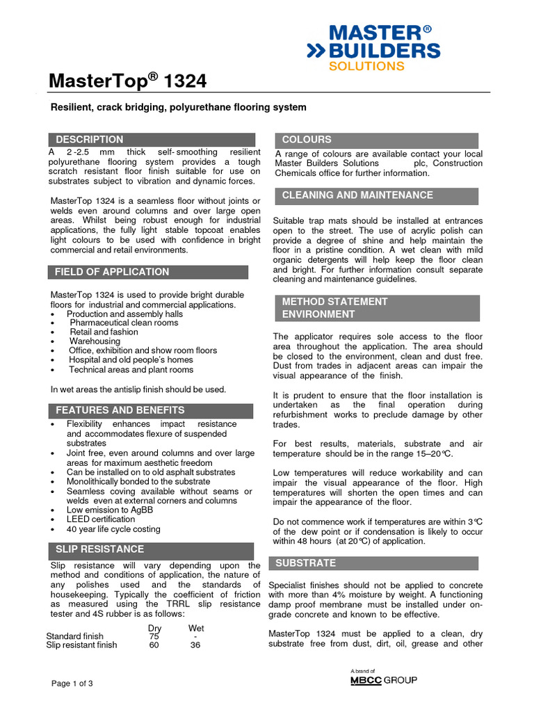 Mastertop 1324 v1 | PDF | Concrete | Materials