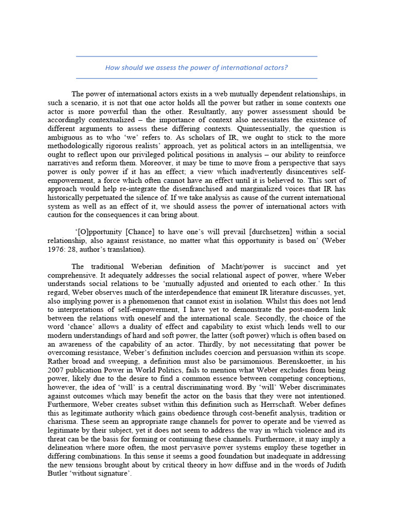 How Should We Assess The Power of International Actors | Download Free ...