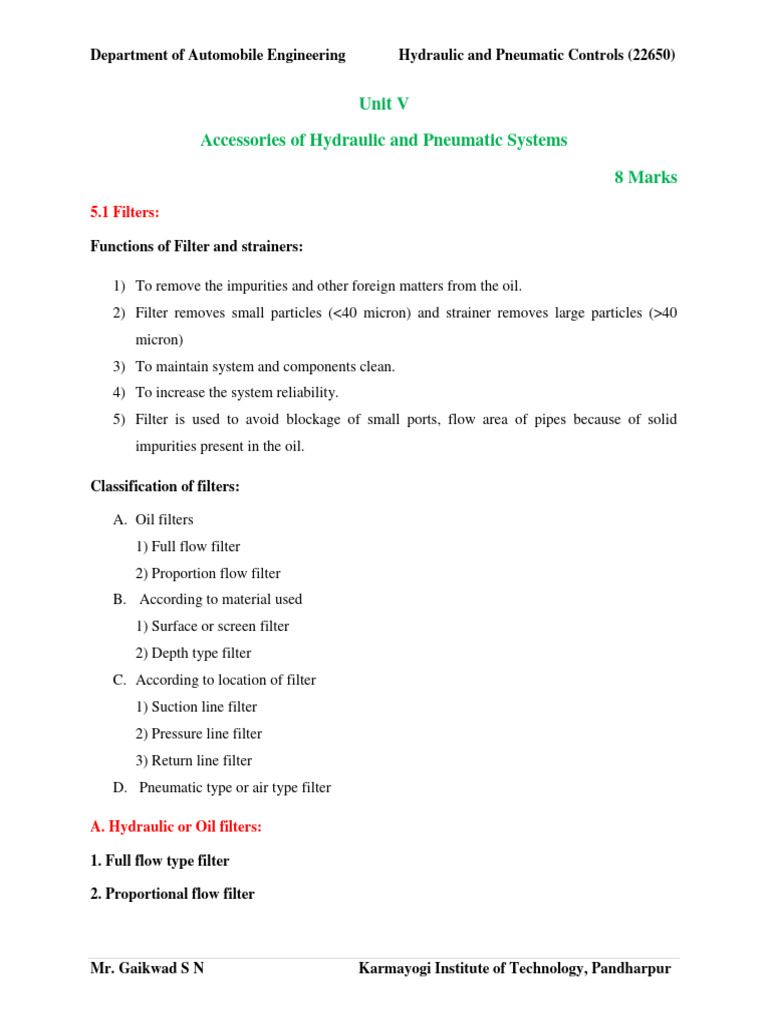 Unit V | PDF | Filtration | Mechanical Engineering Unit V | PDF | Filtration | Mechanical Engineering