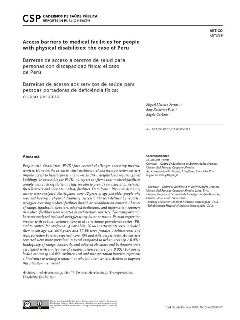 Barreiras de Acesso A Equipamentos Médicos para PCDs | PDF | Disability | Health Care
