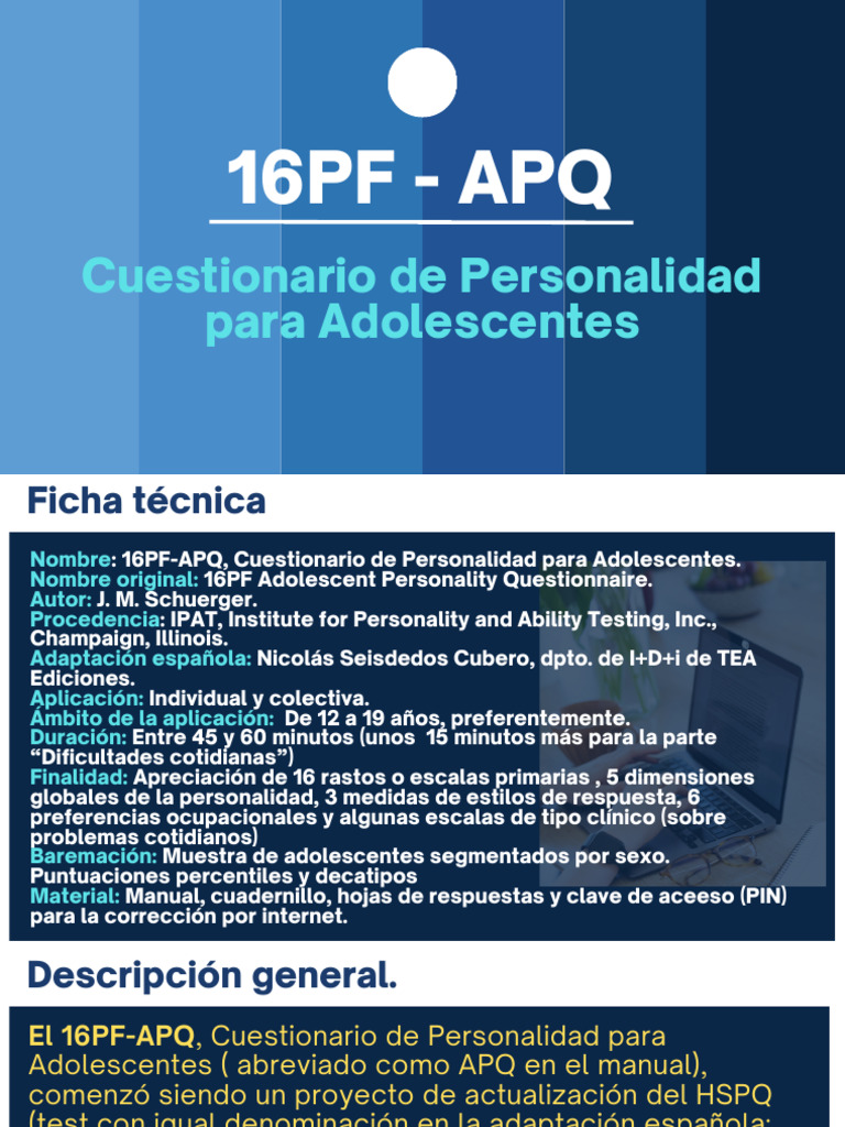 16PF - Apq - 20231031 - 092943 - 0000 | PDF | Sicología | Ciencias del ...