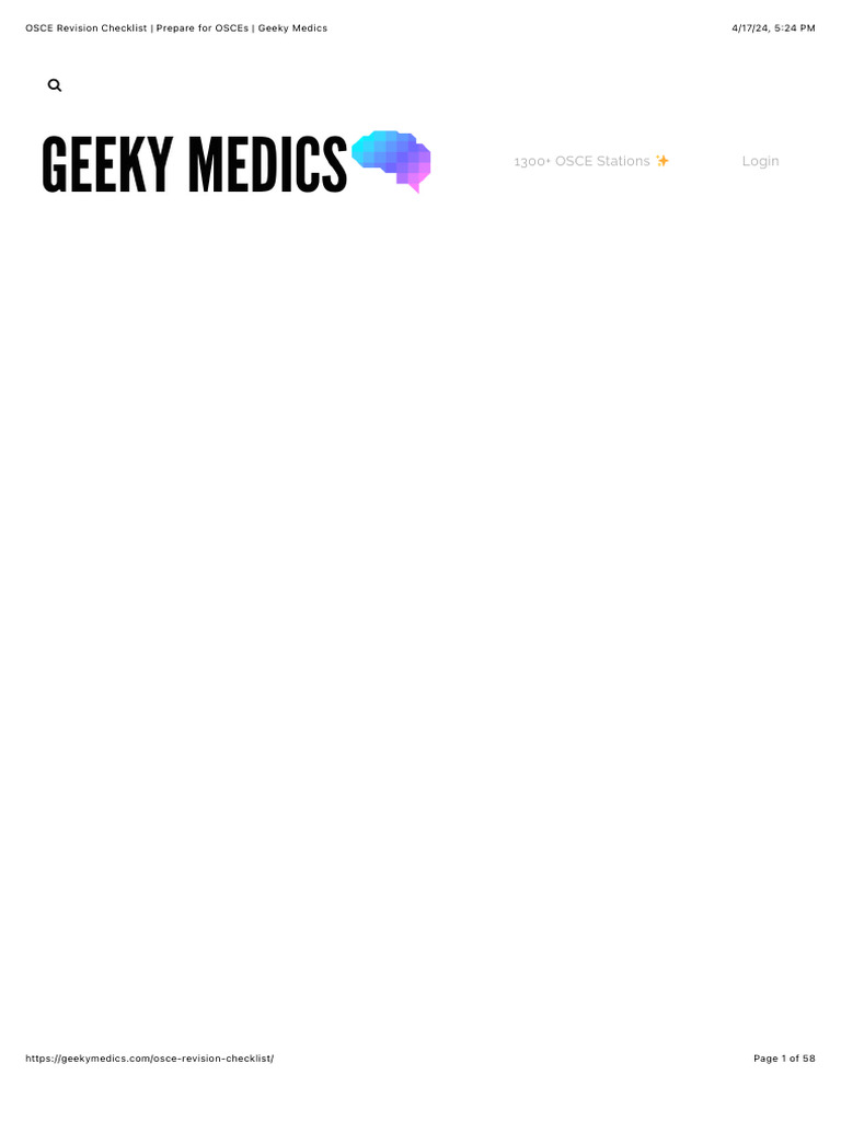 OSCE Revision Checklist - Prepare For OSCEs - Geeky Medics | PDF | Respiratory Diseases | Heart
