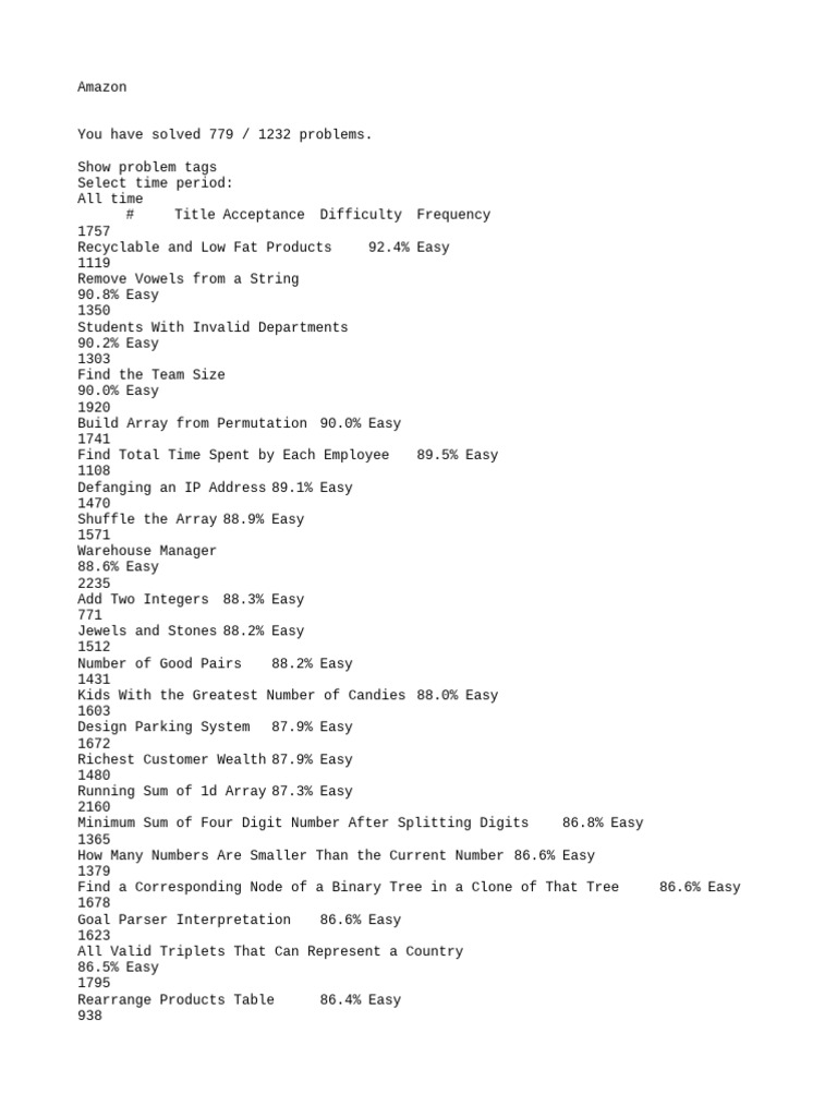 amazon all time q | PDF | String (Computer Science) | Matrix (Mathematics)
