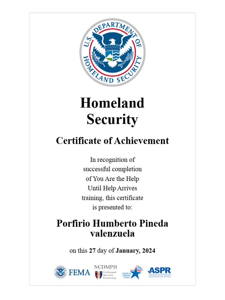 Porfirio Humberto Pineda Valenzuela You Are The Help Until Help Arrives ...