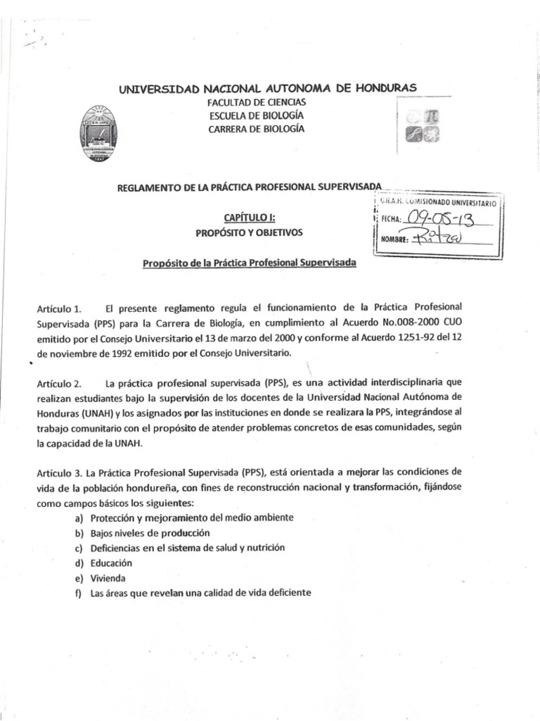 Reglamento PPS Biologia | PDF