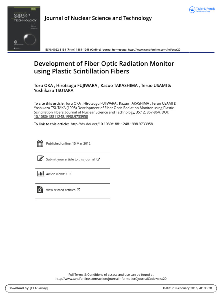 Development of Fiber Optic Radiation Monitor Using Plastic ...