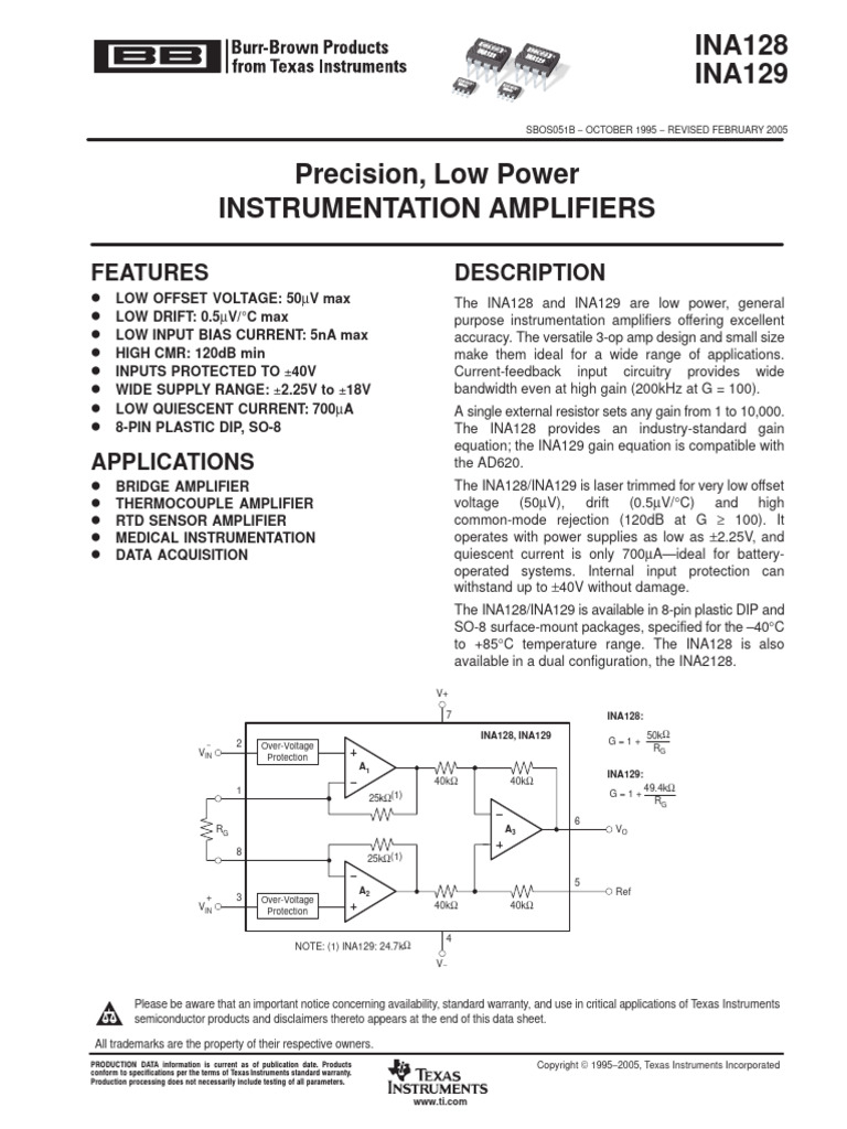 ina 128 | PDF | Amplifier | Power Supply