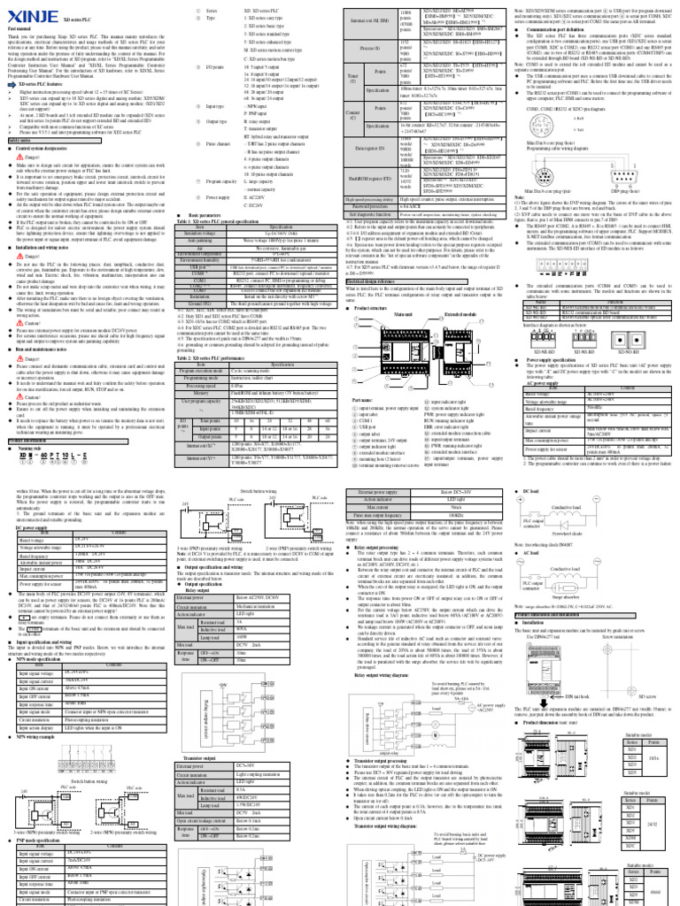 XD Series PLC Fast Manual | PDF | Programmable Logic Controller ...