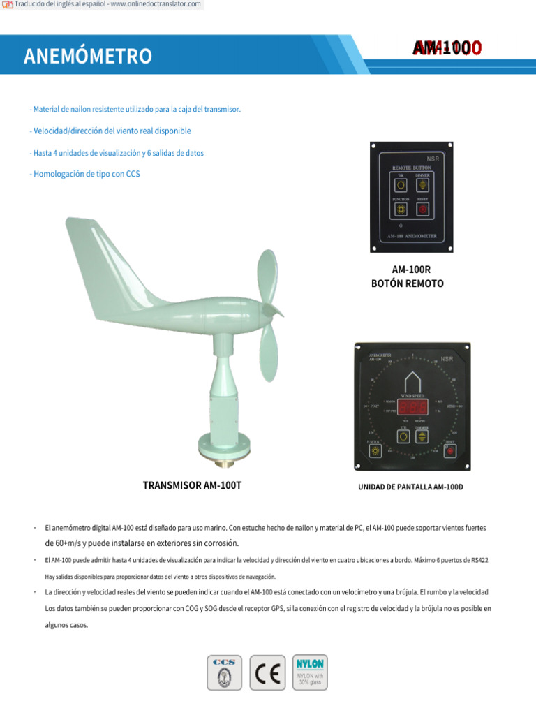 Anemómetro Digital AM-100 para Uso Marino | PDF