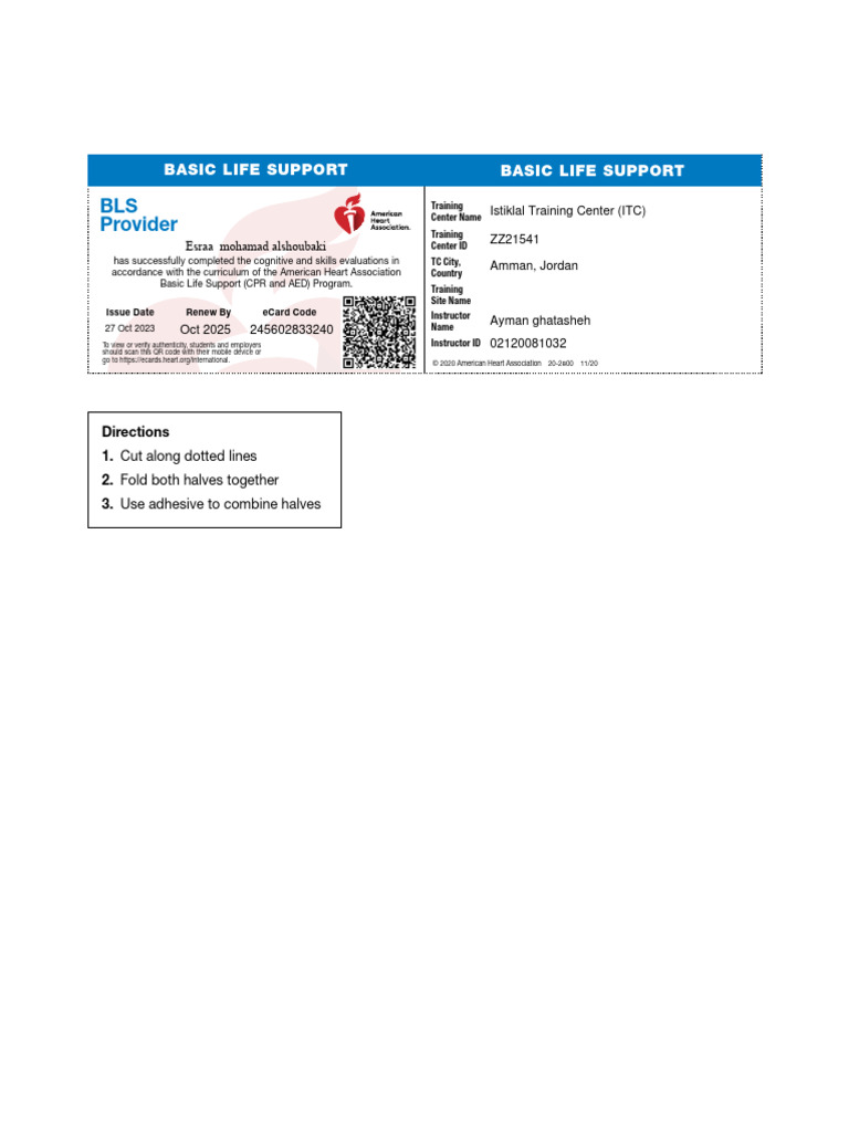 BLS Certification Confirmation | PDF