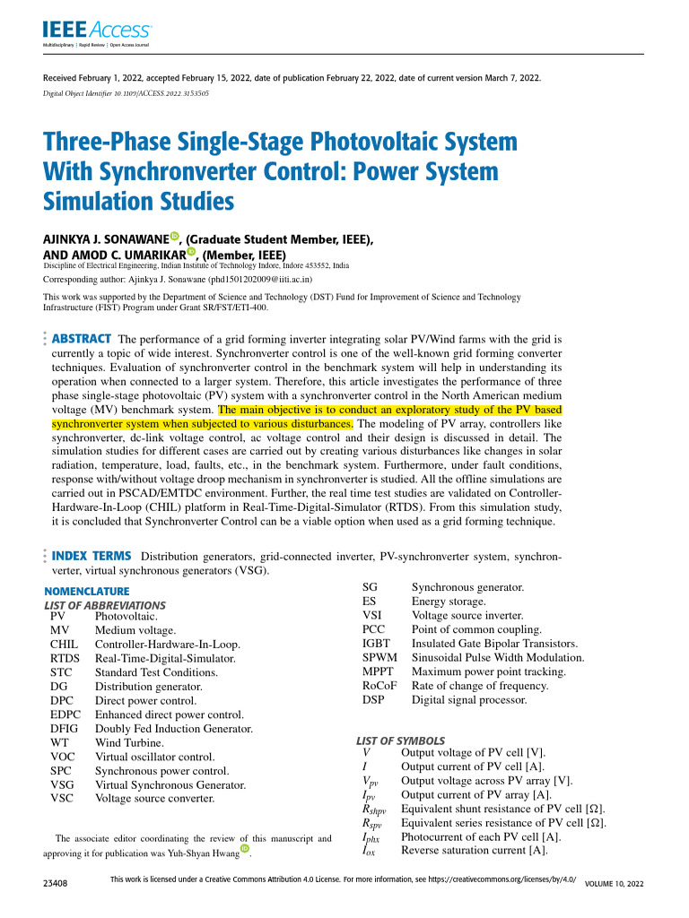 Synchronverter Control in PV Systems | PDF | Photovoltaics | Power Inverter