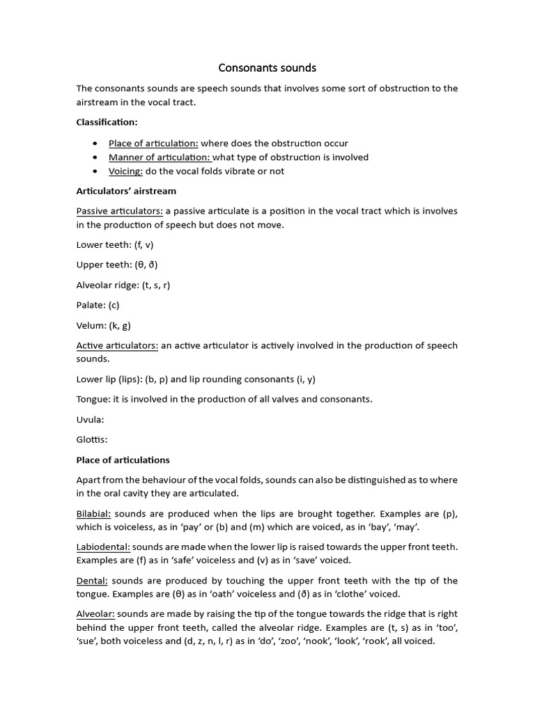 Resumen Fonética Consonants Theory | PDF | Linguistics | Human Voice