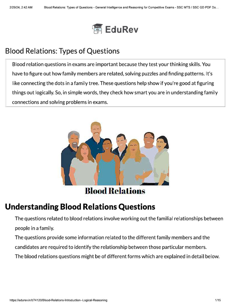 Blood Relations Examples | PDF