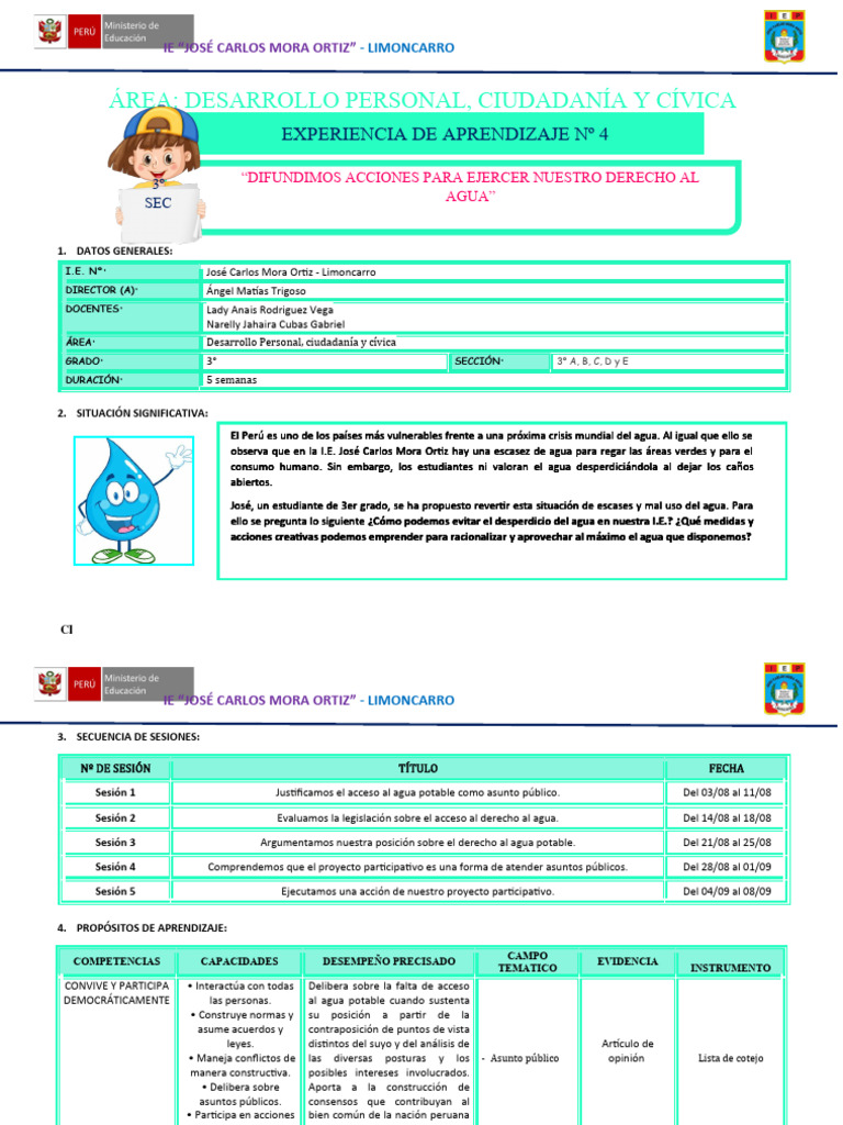 4 Experiencia de Aprendizaje 3° | PDF | Aprendizaje | Evaluación