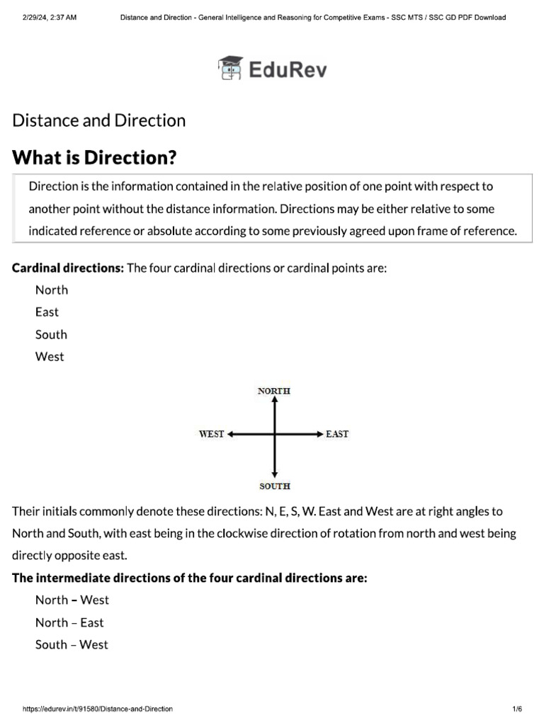 Distance & Direction | PDF