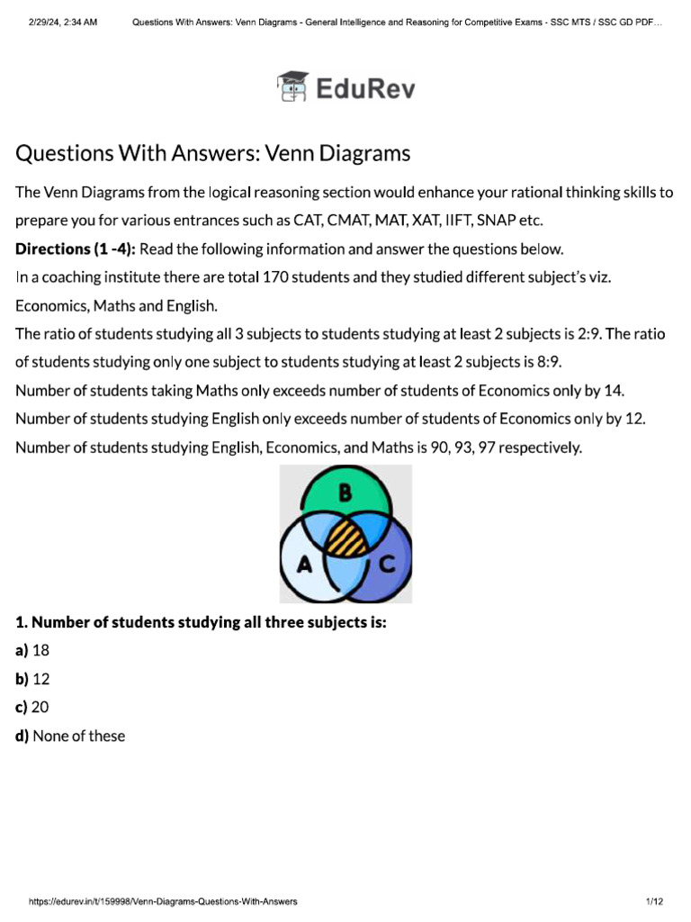 Venn Diagram Examples | PDF