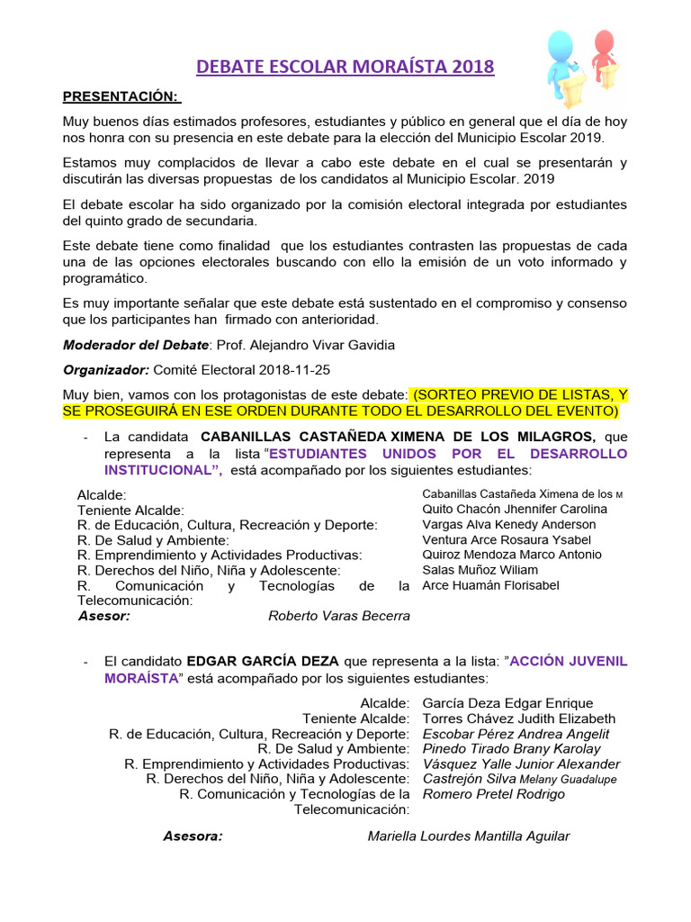 Debate Escolar 2018 | PDF | Gobierno