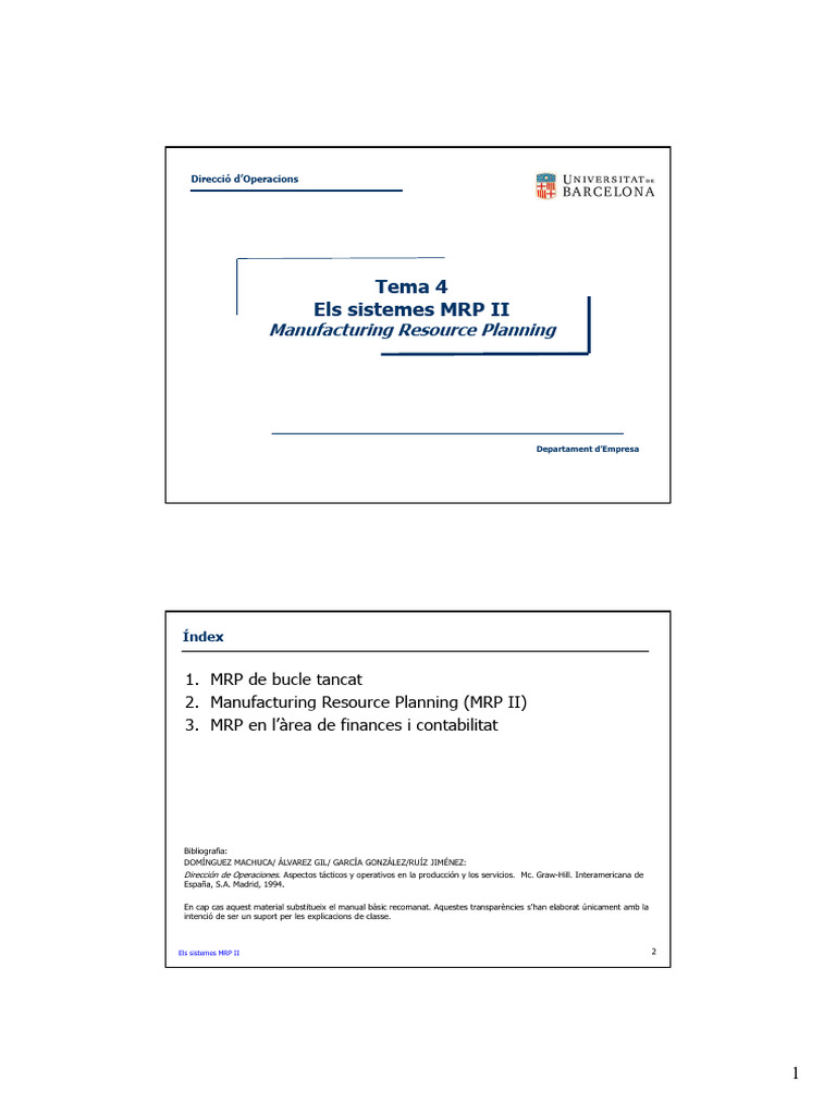 Cat - Dossier Tema 4 Sistemes MRP II | PDF