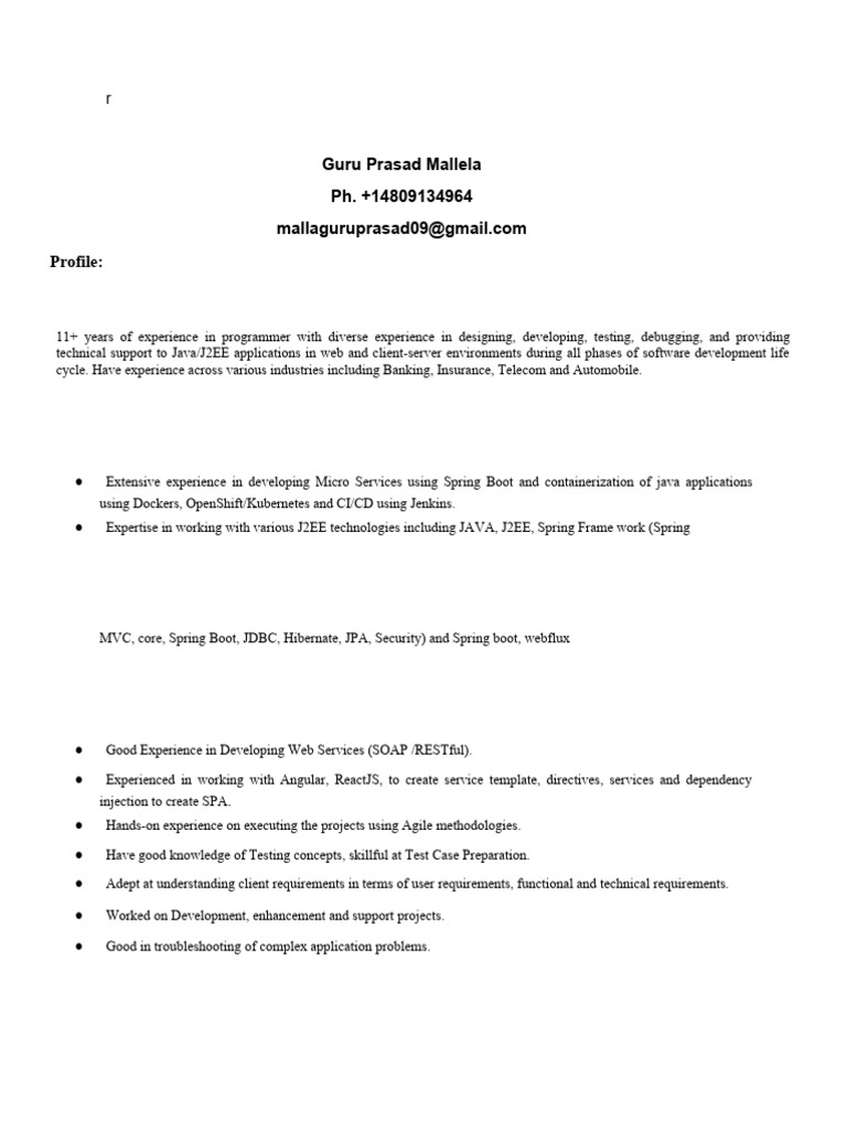 DVR Guru Prasad Mallela JavaSpringJ2EE Java | PDF | Spring Framework ...