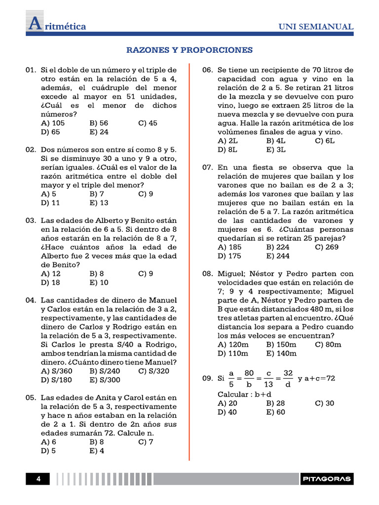 Razones y Proporciones - Uni Anual | PDF