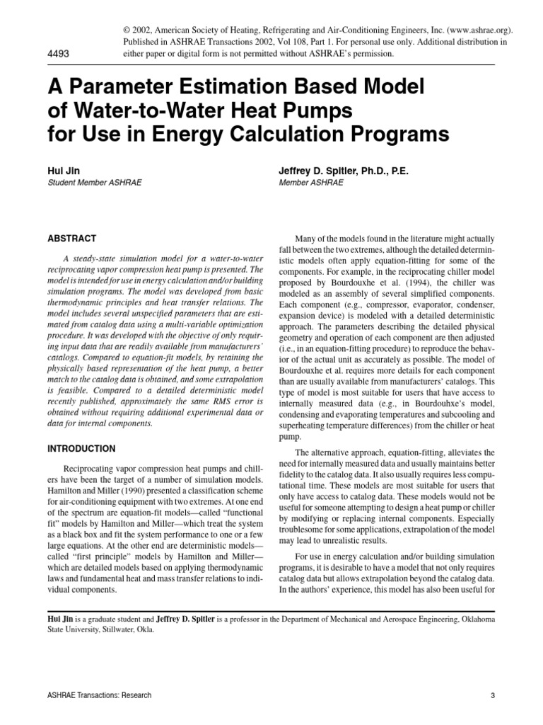 A Parameter Estimation Based Model Heat Pump | PDF | Heat Pump | Heat