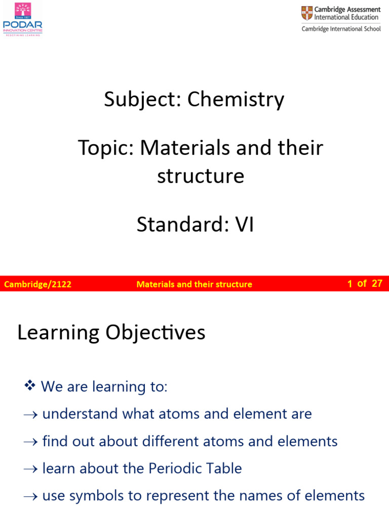 1 - Cambridge - VI - Chem - Unit 2.5 - Materials and Their Structure ...