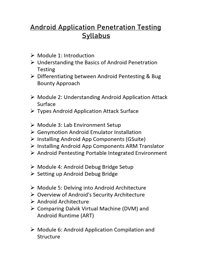 Android Application Penetration Testing Pdf Android Operating System Penetration Test