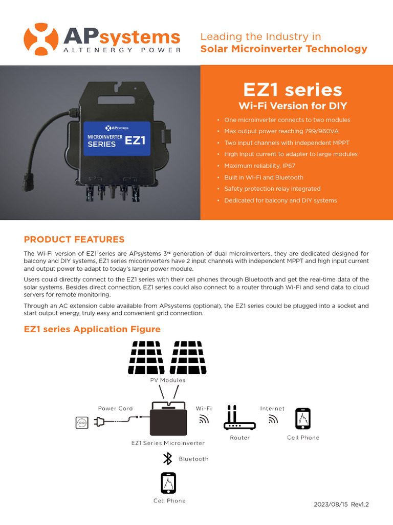 Brochure APsystems micro onduleur EZ1-M EZ1-H | PDF | Electronics ...