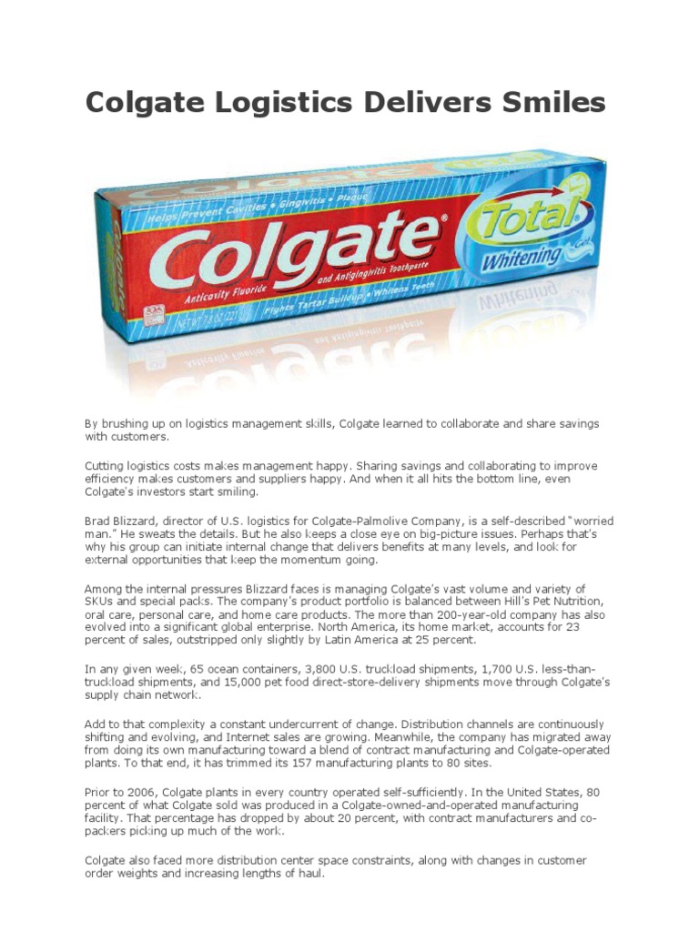 Colgate Logistics Delivers Smiles | PDF | Supply Chain | Logistics