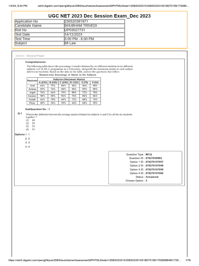 December 2023 | PDF | Multiple Choice | Data Collection