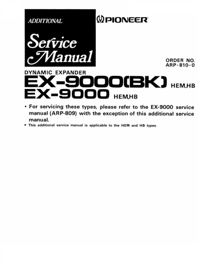 Hfe Pioneer Ex-9000 Service Arp-810-0 en | PDF
