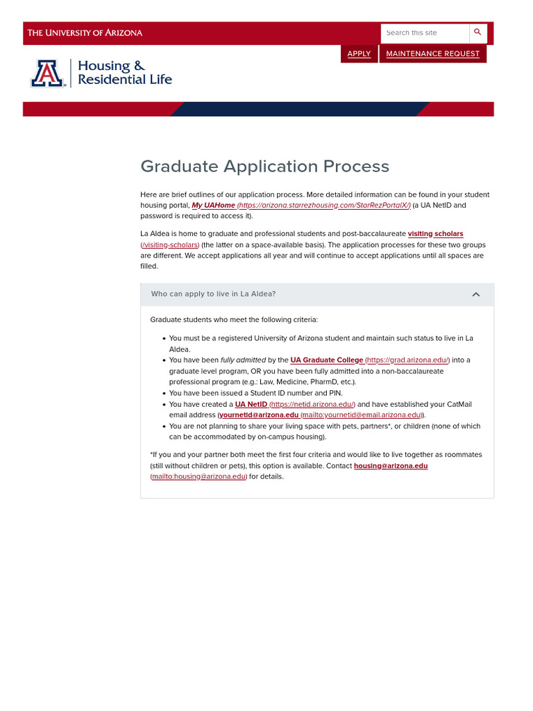 Graduate Application Process Graduate Housing | PDF | Career & Growth