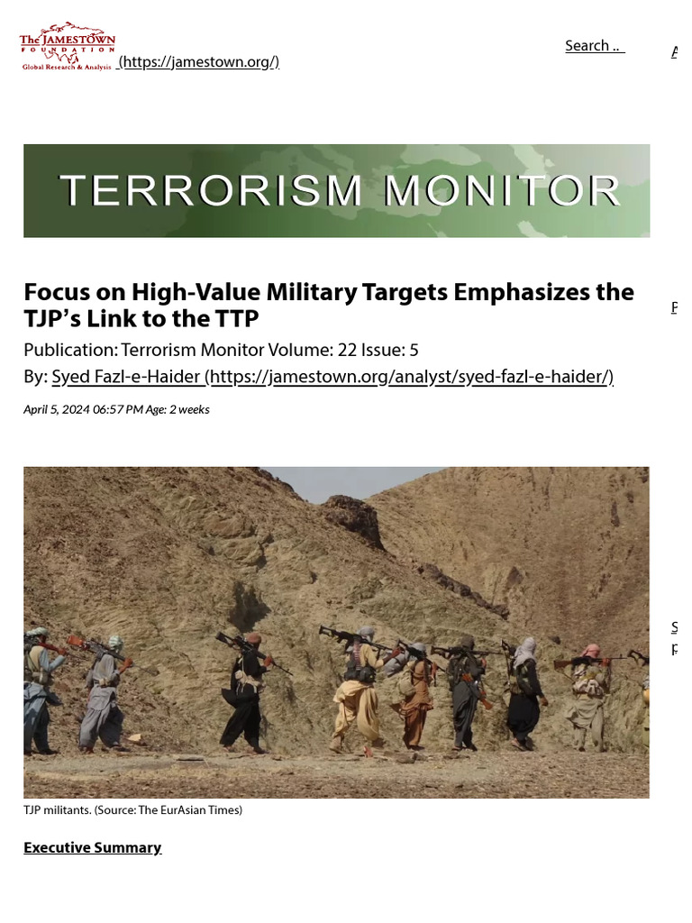 Focus On High-Value Military Targets Emphasizes The TJP's Link To The ...