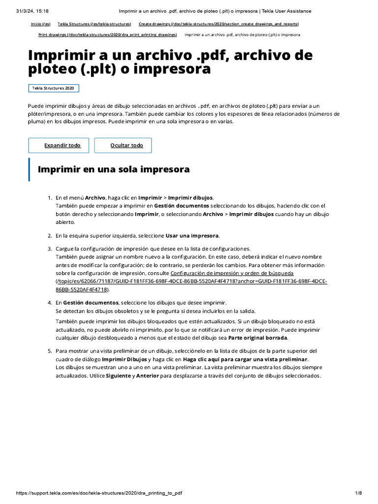 Imprimir PDF y PLT en Tekla 2020 | PDF | Archivo de computadora | Impresora (Computación)