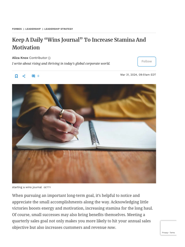 Keep A Daily "Wins Journal" To Increase Stamina and Motivation | PDF ...