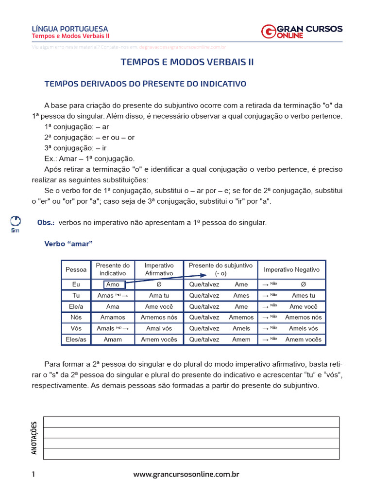 18 - Tempos e Modos Verbais II | PDF | Morfologia linguística | Famílias linguísticas