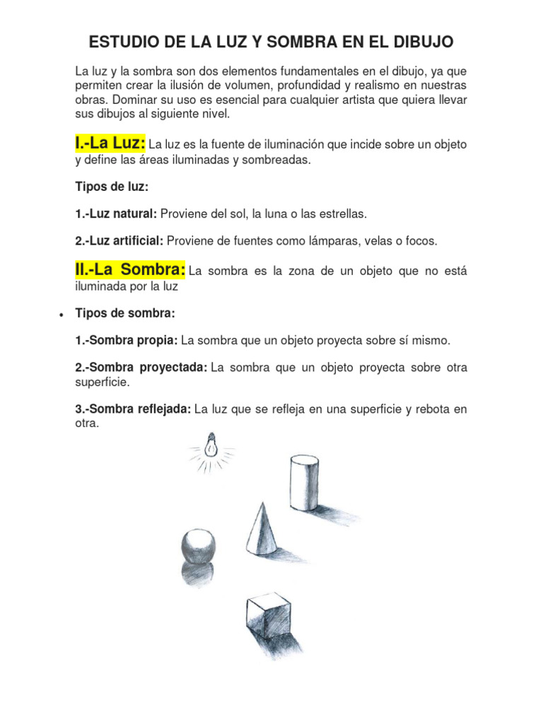 Estudio de La Luz y Sombra en El Dibujo | PDF