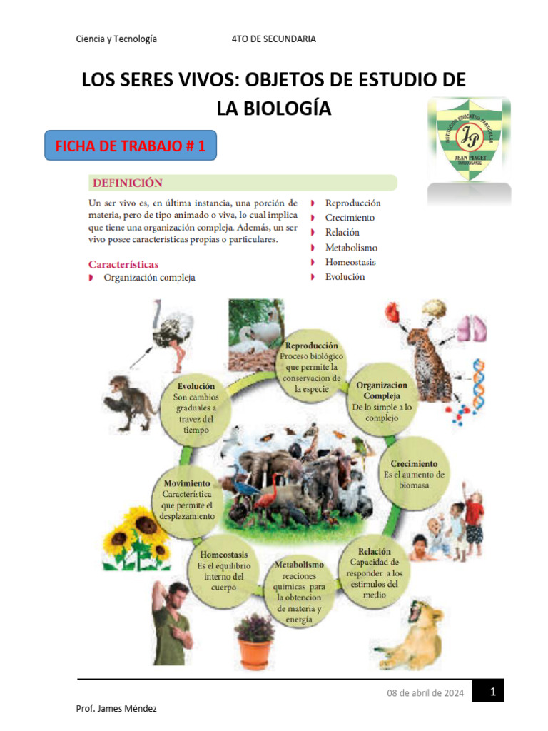 Ficha # 1 - Los Seres Vivos | PDF | Ciencia y matemáticas