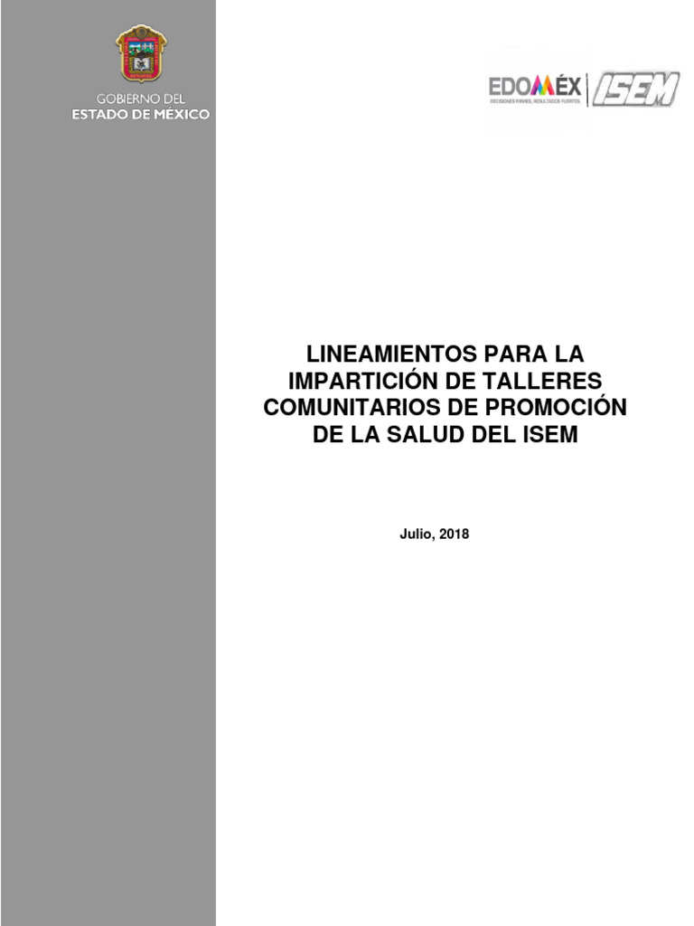Lineamientos para La Imparticion de Talleres Comunitarios de Promocion ...