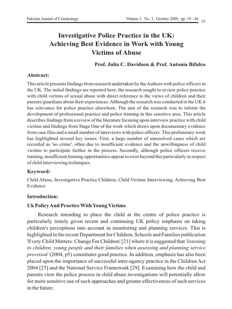 Investigative Police Practice in The UK: Achieving Best Evidence in ...