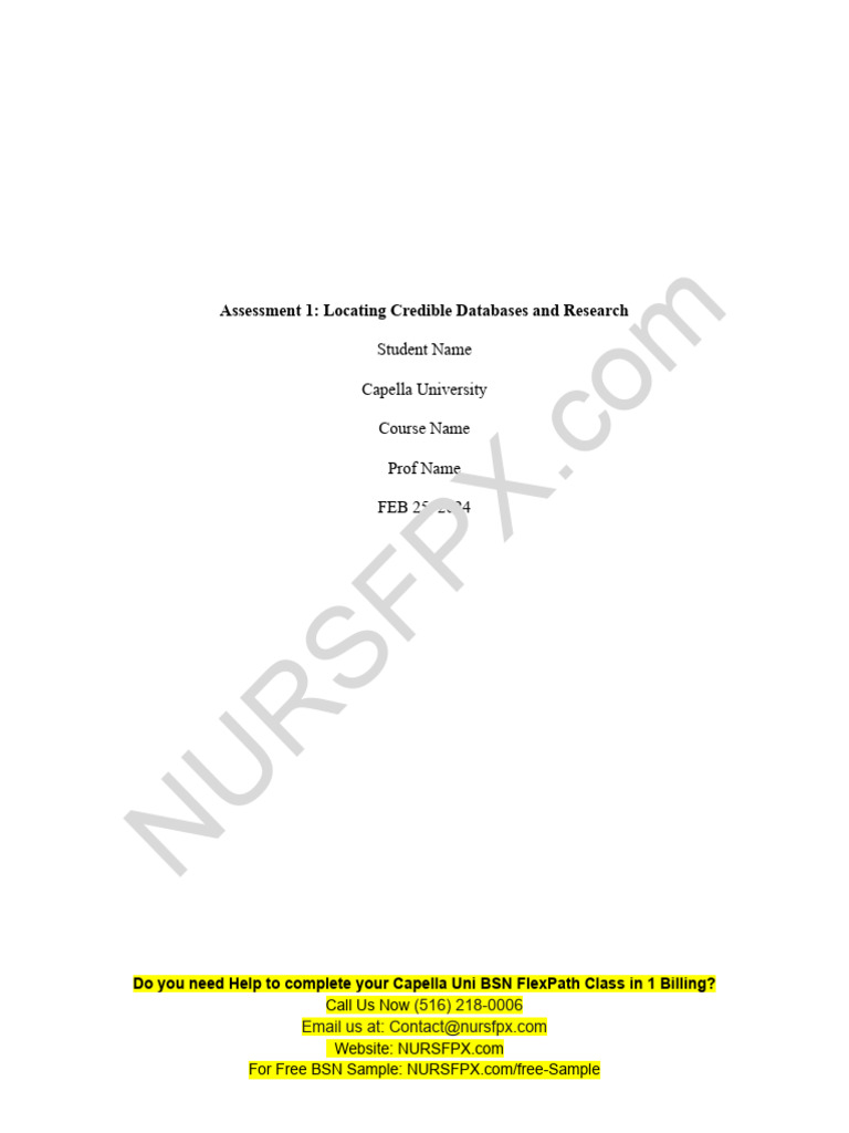 Nurs Fpx 4030 Assessment 1 Locating Credible Databases and Research | PDF | Nursing | Evidence ...