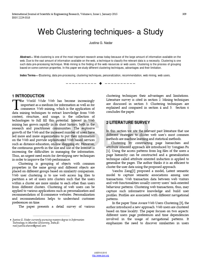 Web Clustering Techniques A Study | PDF | Cluster Analysis | Bayesian Inference