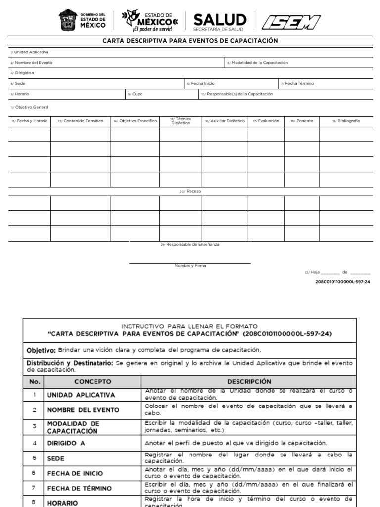 CARTA DESCRIPTIVA PARA EVENTOS DE CAPACITACION | PDF | Aprendizaje