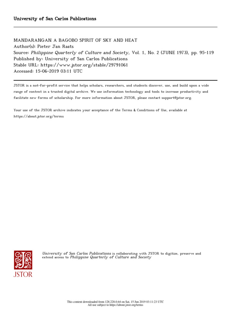 Mandarangan A Bagobo Spirit of Sky and Heat | PDF | Creator Deity ...