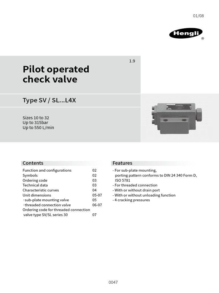 Hydraulic Pilot Operated Check Valves | PDF | Valve | Piston
