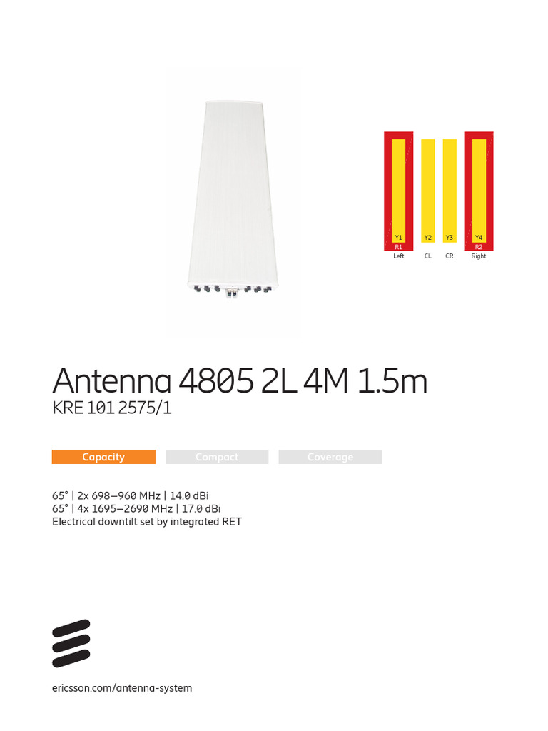 Antenna 4805 2L 4M 1.5m: Capacity Compact Coverage | PDF | Antenna (Radio) | Decibel