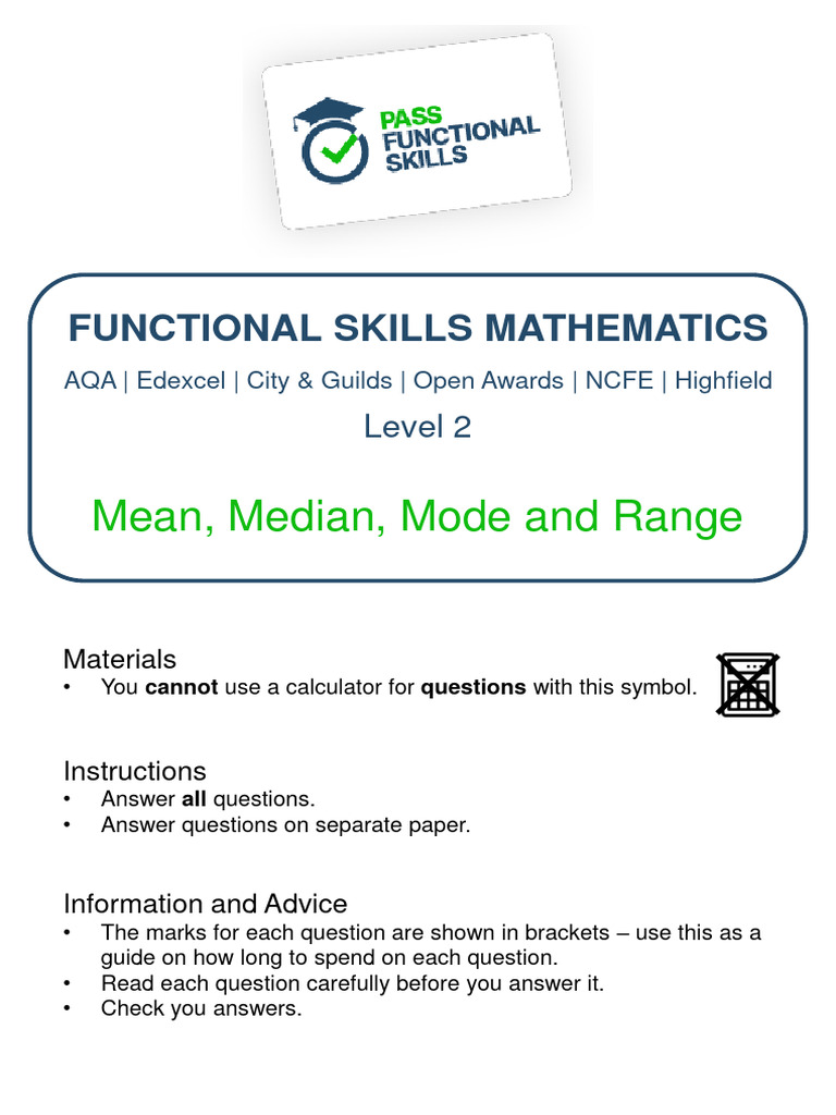 Mean Median Mode and Range L2 Worksheet 2 | PDF