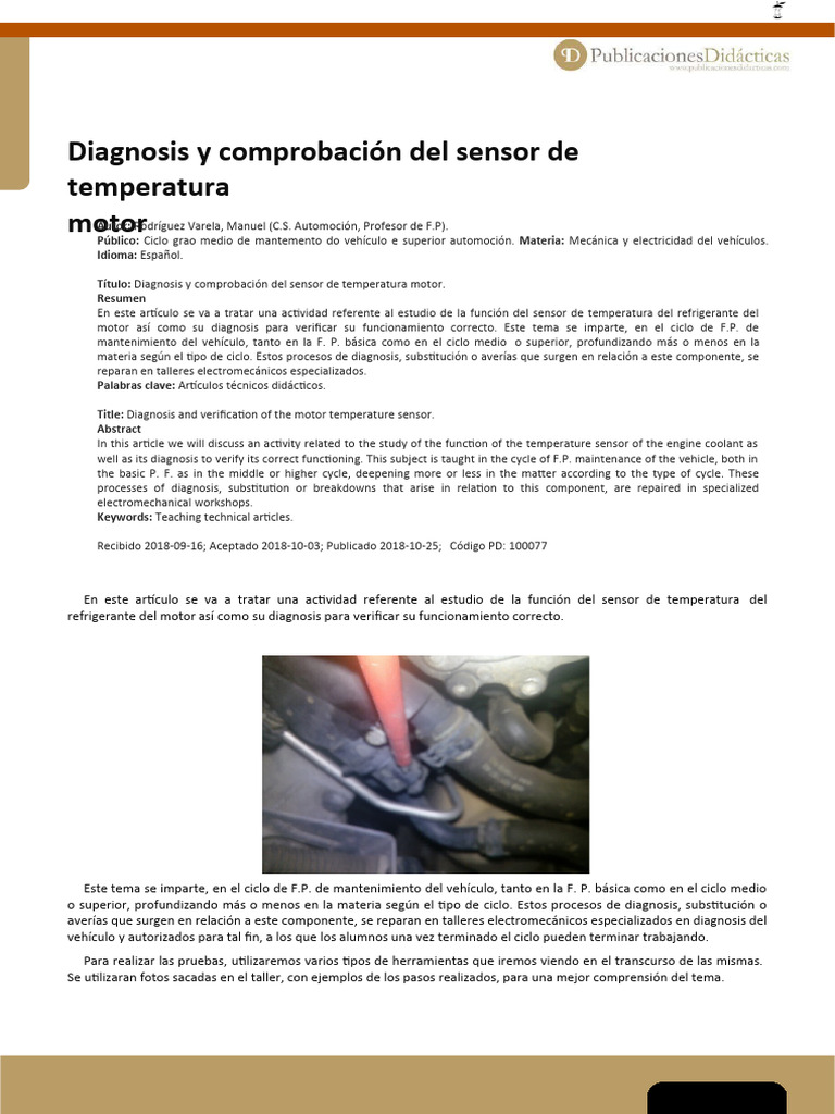 Diasgnosis Del Sensor de Temperatura de Motor | PDF | Ingenieria Eléctrica | Metrología