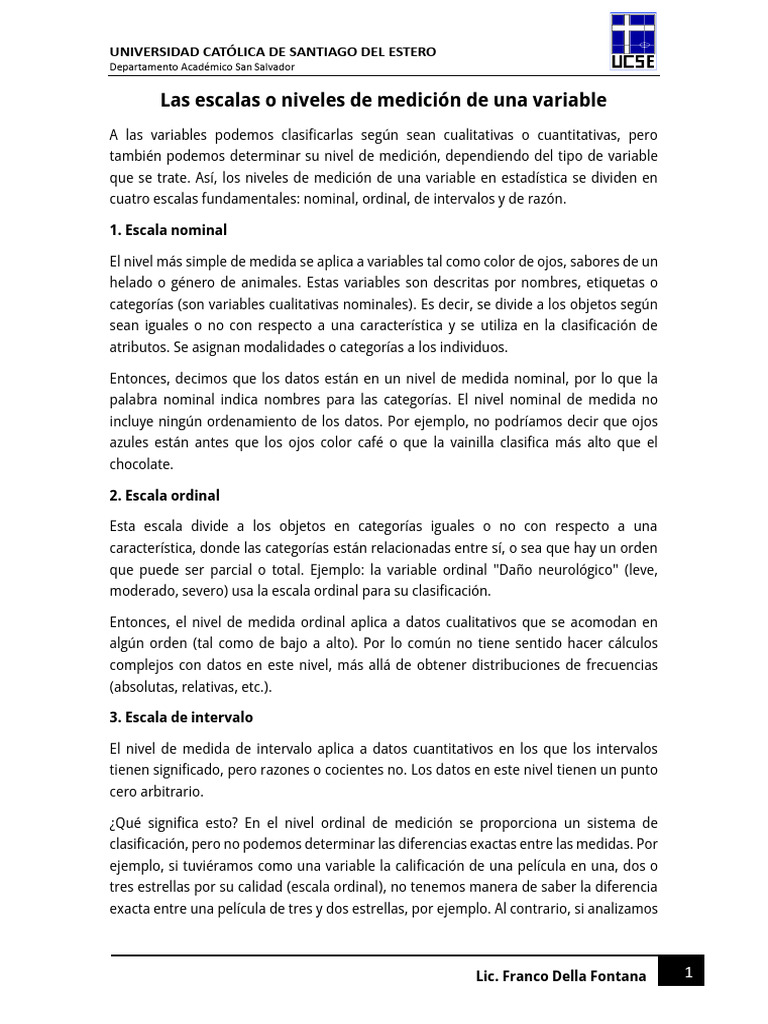 C2 - Las escalas o niveles de medición de una variable | PDF | Nivel de medida | Metrología